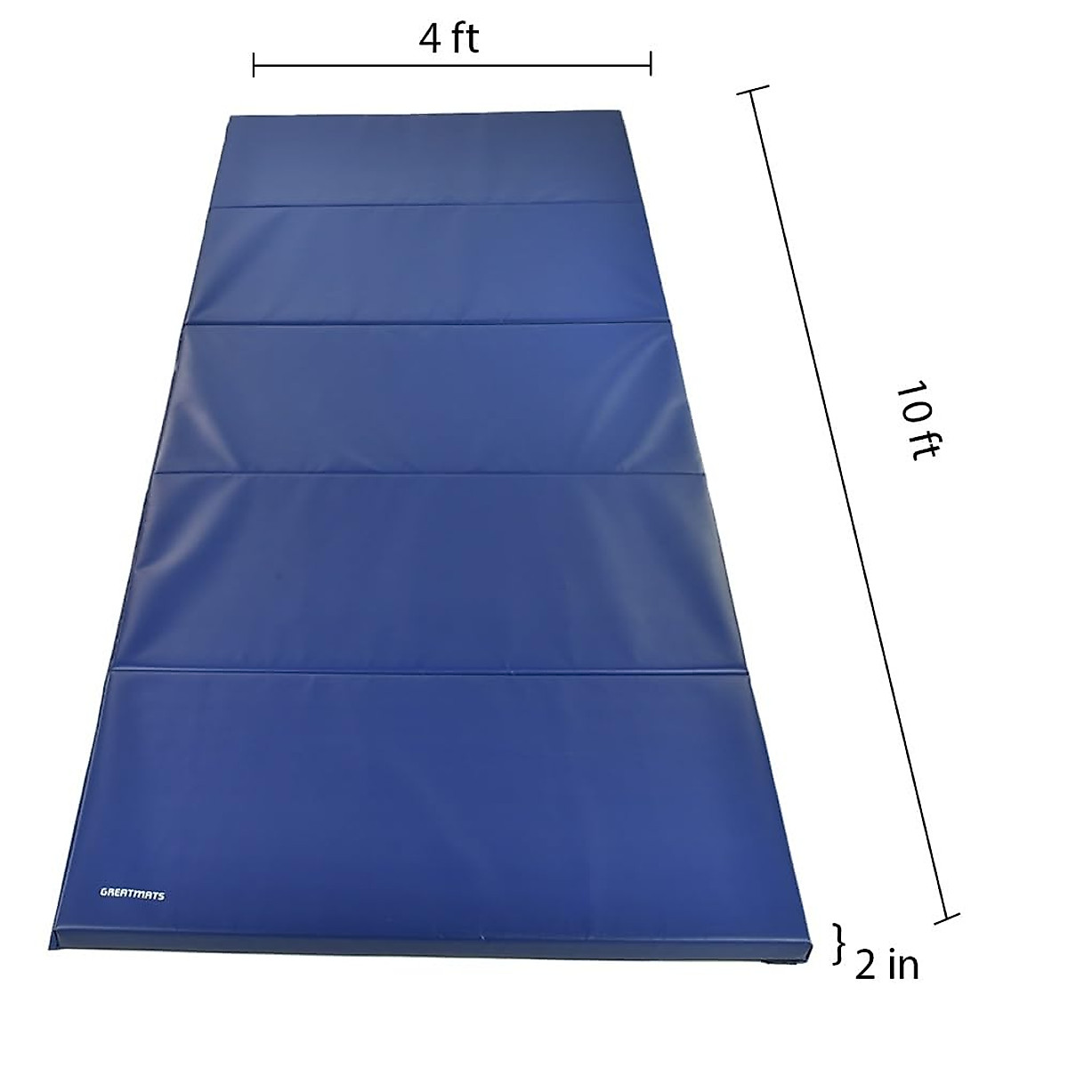 Greatmats Gym Mats 4x10 Ft x 2 Inch, Folding Gymnastics Tumbling and Cheerleading Mat, (Blue)
