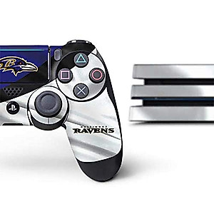 Skinit Decal Gaming Skin Compatible with PS4 Pro Console and Controller Bundle - Officially Licensed NFL Baltimore Ravens Design