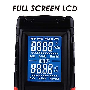 Digital EMF Tester Electric and Magnetic Field Radiation Detector Temperature Measure with Color-Screen Display and Rechargeable Battery Handheld Tool