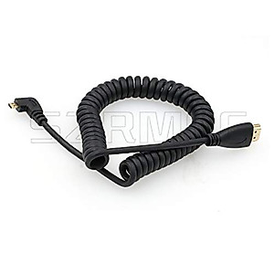 SZRMCC Left Angled Micro HDMI to HDMI High Speed Coiled Cable for Tablet Canon Sony DSLR Camera ATOMOS Monitor