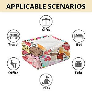 Custom Ice Cream Blanket Gift - 30x40 Inches Cute Blankets for Girls & Kids - Colorful Soft Fuzzy Throw for Couch, Office