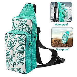 INFURIDER Portable Travel Carrying Case for Nintendo Switch,Fashion Leaf Design Shoulder Bag Storage Backpack Case for Switch/Switch Lite, Games Holder Case and Cell Phone