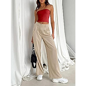 Trendy Queen Strapless Tops for Women Sexy Tube Bandeau Basic Backless Crop Tops Cute Summer Outfits 2023 Sleeveless Slim Fit Stretchy Y2k Shirts Teen Girls Red