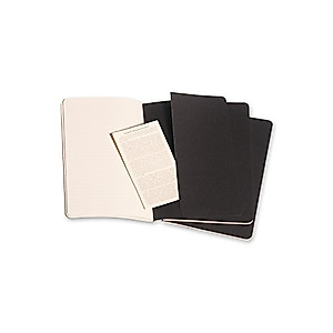 Moleskine Cahier Journal, Soft Cover, Large (5" x 8.25") Ruled/Lined, Black, 80 Pages (Set of 3)