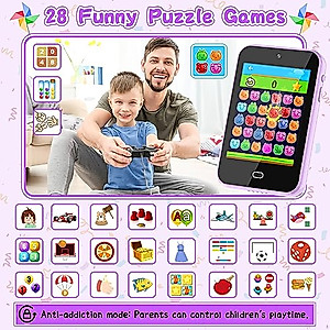 JYNZYUPO Kids Smart Phone Learning Toy Phone Gifts for Girls 3 4 5 6 Year Old Phone Touchscreen Learning Toy Christmas Birthday Gifts for 3 4 5 6 7 8 9 Year Old Girls with 8G SD Card