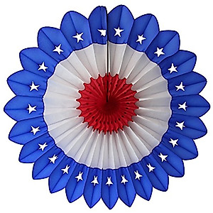 3-Pack 27 Inch Extra-Large Honeycomb Tissue Paper Party Fanburst Decoration in Seasonal Themes (Patriotic Star - Blue/White/Red)