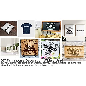 JAJADO Kitchen Farmhouse Silk Screen Stencils Reusable Adhesive Stencil Kitchen Sign Mesh Transfer Screen Print Stencils for Wood, Fabric, Pillow, Chalkboard, Wall Home Decor DIY Craft Project
