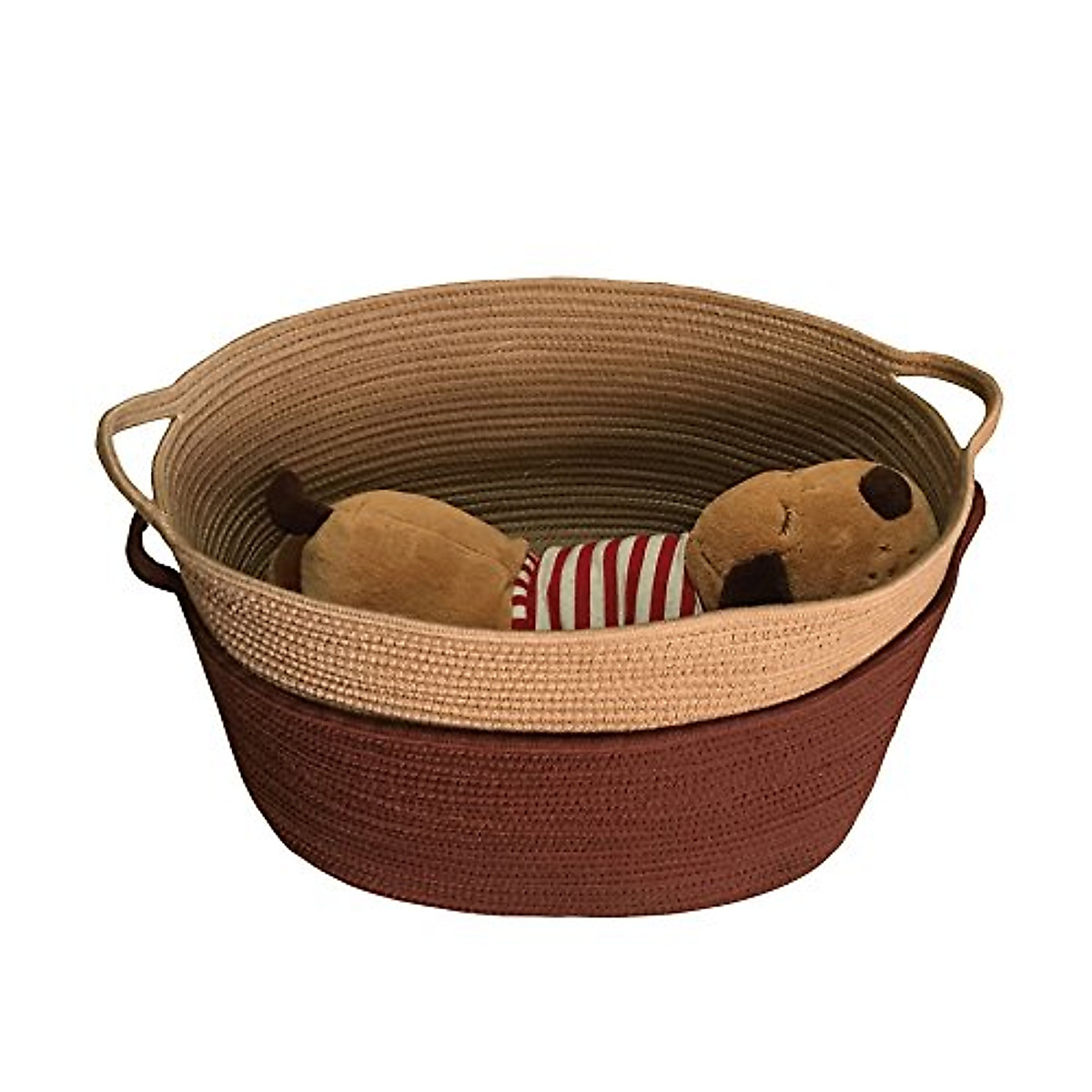 Extra Large Light Coffee Woven Cotton Rope Basket Bin for Blankets Towels Baby Toys Nursery Hamper Organizer, Collapsible Storage Laundry Baskets