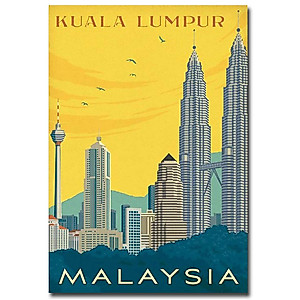 Malaysia Kuala Lumpur Travel Vintage Art Refrigerator Magnet Size 2.5" x 3.5"