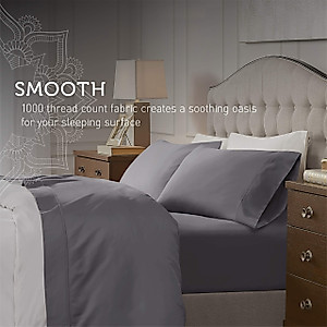 Hyde Lane 1000 Thread Count Cotton Pillowcases 2 Pack, Grey Pillow Cases Queen Size 20x30 inches, Soft and Durable Luxury, Wrinkle Resistant, Pilling Proof