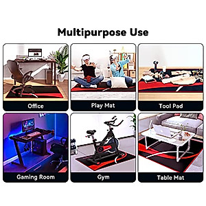 AOBOOK Gaming Chair Mat for Hardwood Floor, 36"x48" Office Chair Floor Mat for Hardwood/Tile, Large Anti-Slip Floor Protector with Double-Sided Tape for Home Ofice, Red