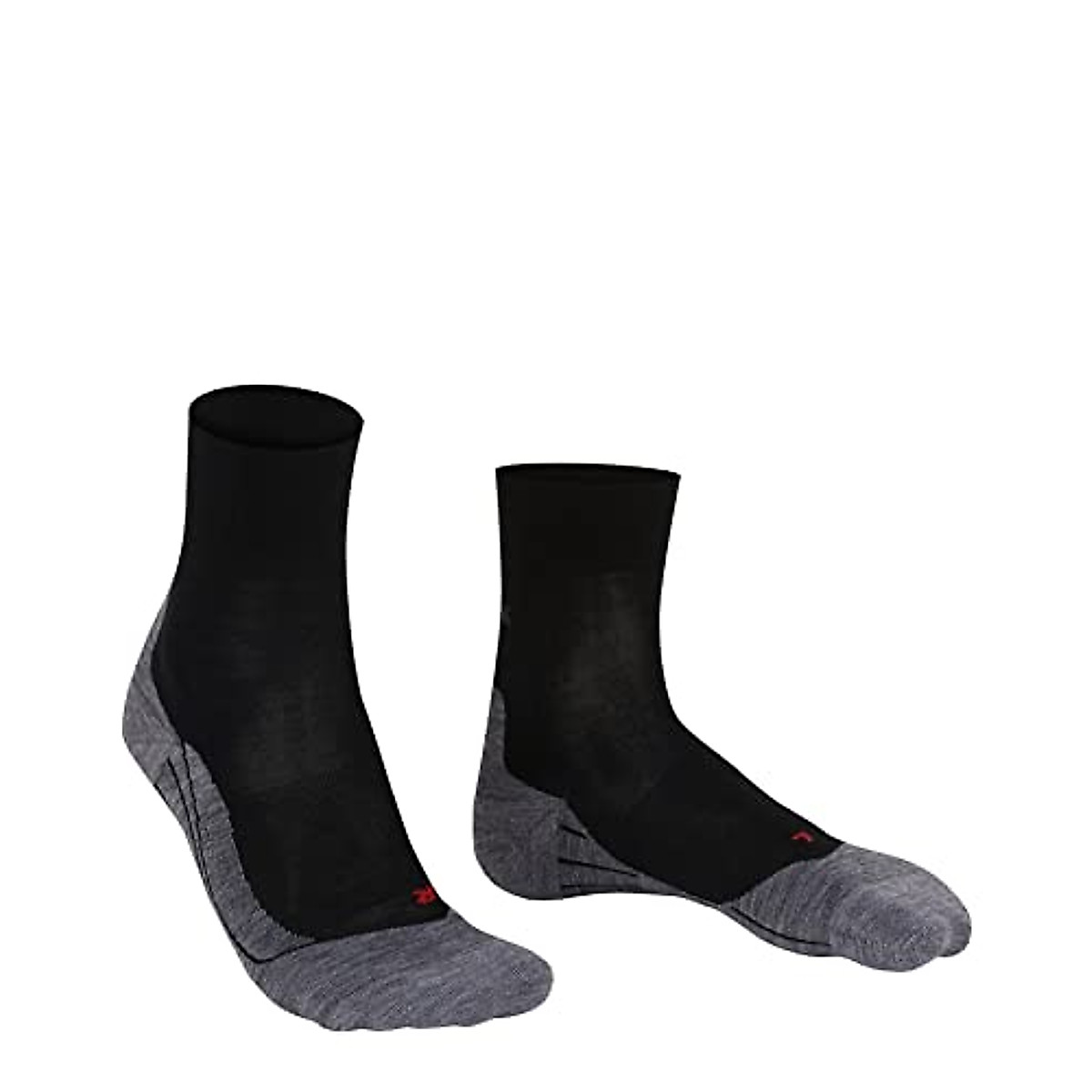 FALKE Women's RU4 Endurance Wool Running Socks, Mid Calf, Medium Cushion, Athletic, Breathable Quick Dry, Merino Wool, Black (Black-Mix 3010), 5-6, 1 Pair