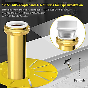 Freestanding Tub Drain Rough-in Kit for Free Standing Bathtub - Freestanding Bathtub Tub Drain With Brass Tail Pipe and ABS Plastic Adapter,Fits withl½male,l½female or1½''threaded bathtub drains