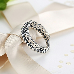 Presentski Simple Fashion 925 Sterling Silver Crown Princess Diamond Ring for Women