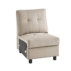 DAZONE Modular Sectional Sofa Assemble 6-Piece Modular Sectional Sofas Bundle Set Cushions, Easy to Assemble Left & Right Arm Chair, Corner Chair, Armless Chair, Ottomans Table Grey