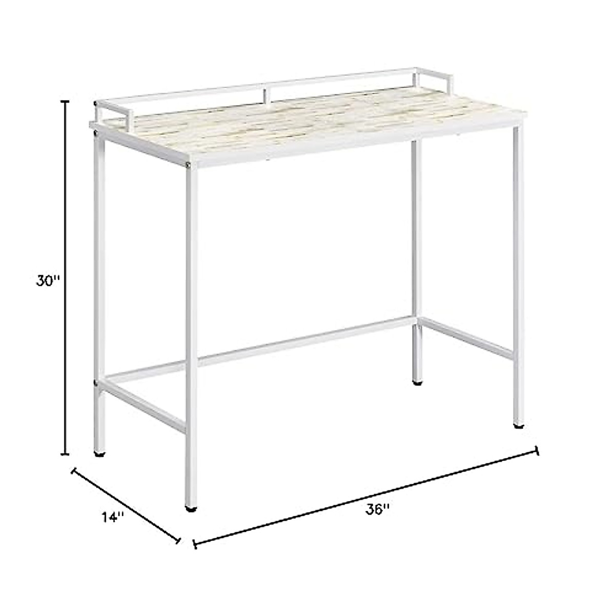 OSP Home Furnishings Brighton Console Table, Mosaic Top and White Metal Frame