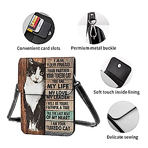 Striking Cats Tuxedo Cat Art Crossbody Cell Phone Purse Wallet Bags With Shoulder Adjustable Strap For Women Teen Girls