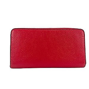 COACH Long Leather Zip Around Wallet Clutch in Miami Red - #C4451