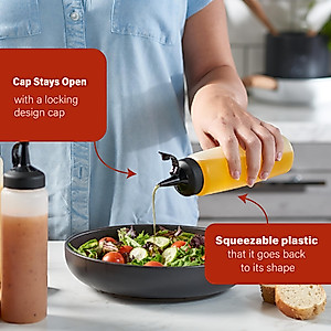 6 Pack Condiment Squeeze Bottles for Sauces - 12 Oz Squirt Bottles for Liquids, Easy Pour Sauce Bottles with Leak Proof Snap Cap, Condiment Bottles, Plastic Squeeze Bottles for Liquids, Ketchup, Oil