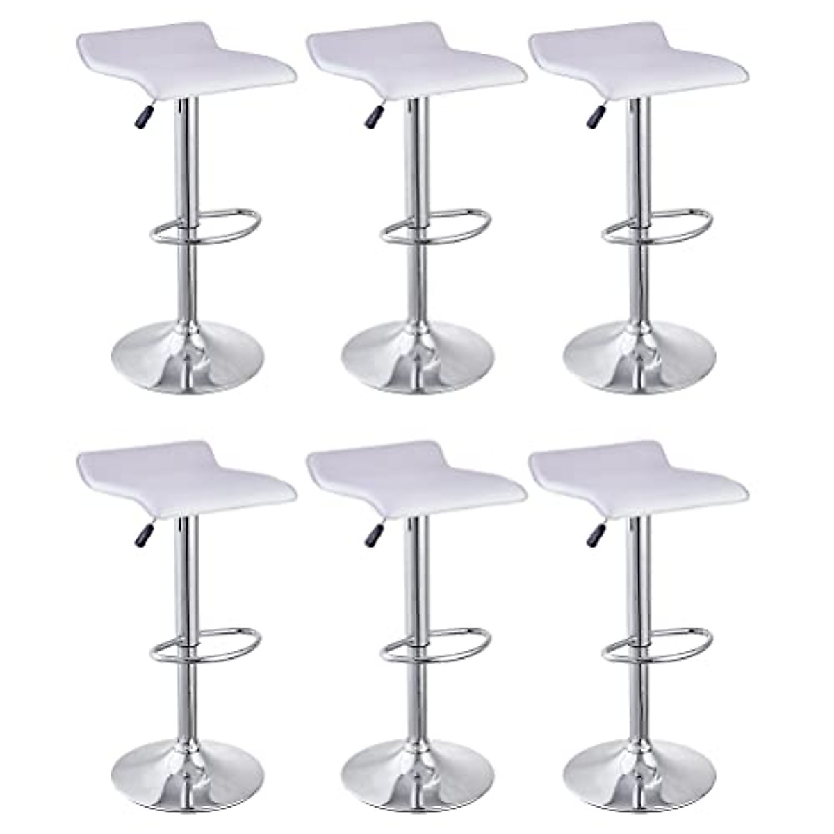 FurnitureR 3-Piece Bar Table Chairs Set, Round Cocktail Table and PU Leather Adjustable Swivel Chairs Barstools, Modern Counter Height, Home Office (White)