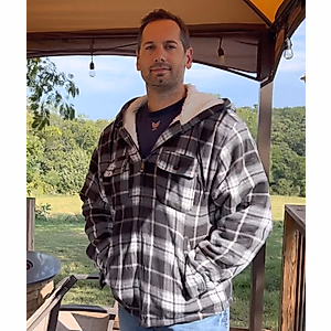 GEEK LIGHTING Men's Flannel Shirts Jacket Sherpa Lined Fleece Plaid Hoodie Long Sleeve Winter Warm Coat