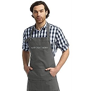 Custom Embroidered Aprons Add Text or Design (Add Text, Dark Grey)