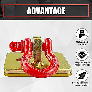 VIAGL 2pcs Bolt on Tractor Bucket Grab Clevis Mount Hooks with 1/2in D Ring Shackle Loader Chain Grab Hook, Gold and RED