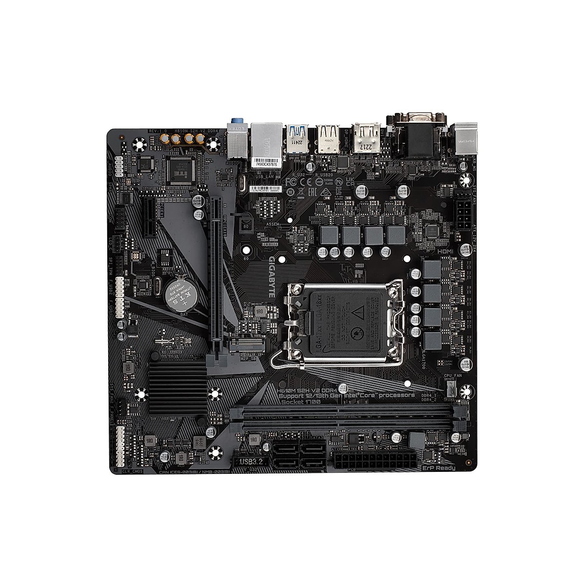 GIGABYTE H610M S2H DDR4 (H610/ Intel LGA 1700/ Micro ATX/ DDR4/ Single M.2/ PCIe 4.0/ USB 3.2 Gen1/ Realtek GbE LAN/Motherboard)