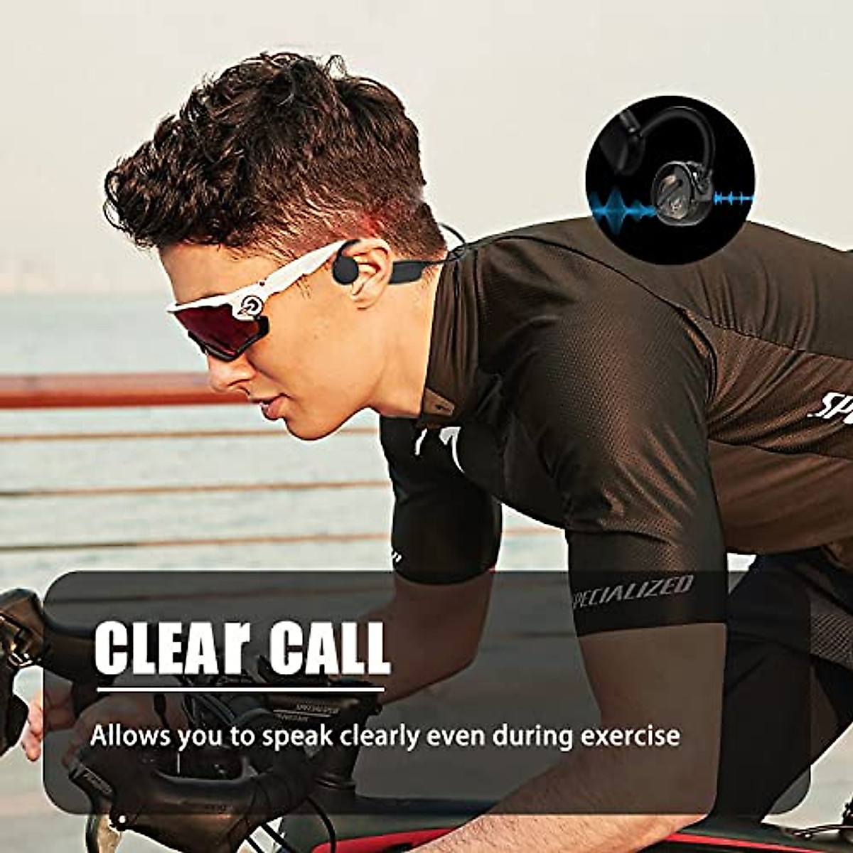 ESSONIO Swimming Headphones Bone Conduction Headphones Bluetooth Headphone for Swiming IPX8 Waterproof Headphones, Built-in 32g Memory