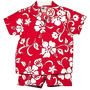 RJC Boy's Classic Hibiscus 2pc Set, Red, 2T