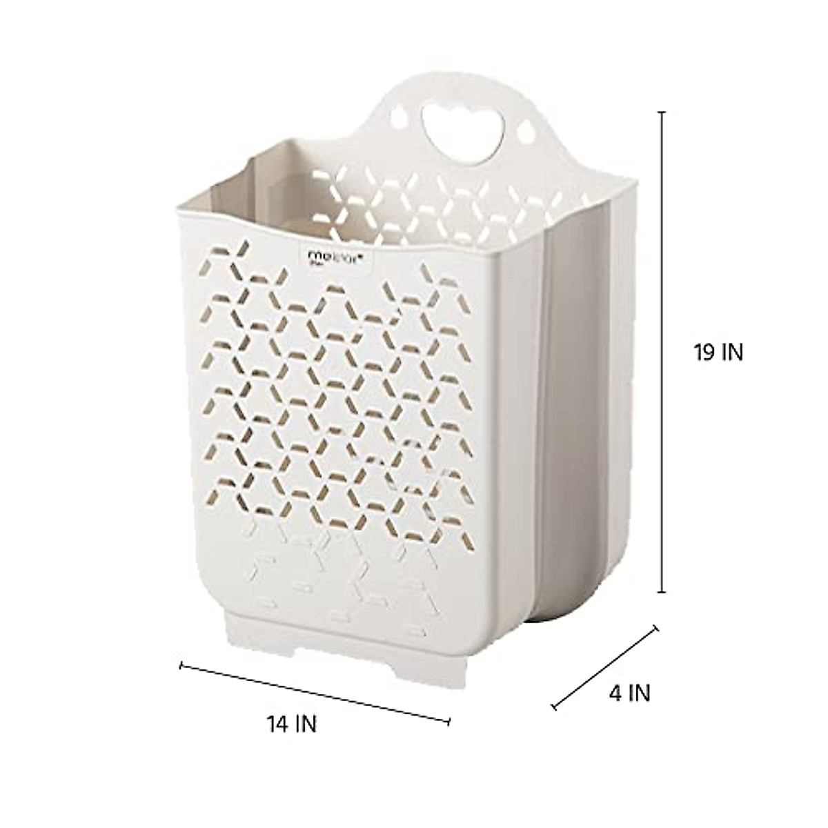 Foldable Plastic Laundry Baskets. Wall Hanging Storage Basket. Multi-function Storage Container Waterproof Durable for Bedroom and Bathroom (L, Beige)