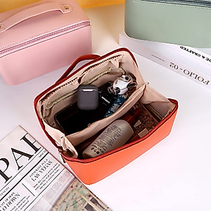 Large Capacity Cosmetic Bag, Travel Cosmetic Storage Bag with Handle, Portable Zipper Cosmetic Bag Toiletry Bag Makeup Bag Large with Compartments for Women Girls