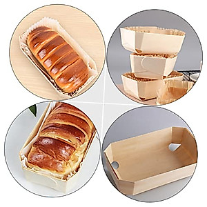 Cabilock 10pcs Wooden Toast Box Toaster Oven Pan Disposable Baking Pan Donut Mold Paper Bread Pan Baking Dishes for Oven Wood Loaf Pan Practical Toast Trays Non-stick Toast Plates Rectangle