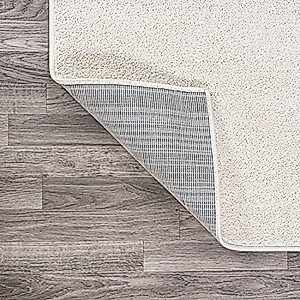 Eyely UES100T-3OV Supersoft Haze Solid Low-Pile Indoor Area Rug Casual;Contemporary;Solid;Traditional, Bedroom, Kitchen, Living Room, Easy-Cleaning, Non-Shedding, 3 X 5 Oval, Cream