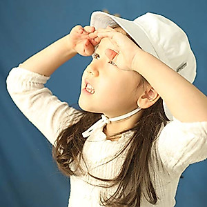 Ami&Li tots Baby Sun Hat Adjustable Sunscreen Bucket Sun Protection Summer Hat for Baby Girl Boy Infant Kid Toddler Child UPF 50+ White