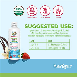 MaryRuth's Kids Multivitamin lipsomal | Vegan, Sugar-Free Vitamins for Kids Ages 2+ | Childrens Vitamins 1-2 Month Supply | Multivitamin for Kids | Multi | Kids Vitamins | 15.22 Fl Oz