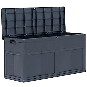 GOLINPEILO Patio Storage Box 84.5 gal Black Patio Garden Outdoor Storage Container for Toys, Furniture Deck box (Weight:18.34 lbs)