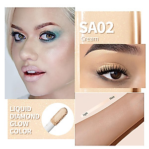 Oulac Nude Matte Eyeshadow Shimmer Finish Liquid Eye Shadow Base&Highlighter Duo| Buildable Smooth Eye Makeup, Wrinkle Resistant, Vegan, Cruelty-Free SA02