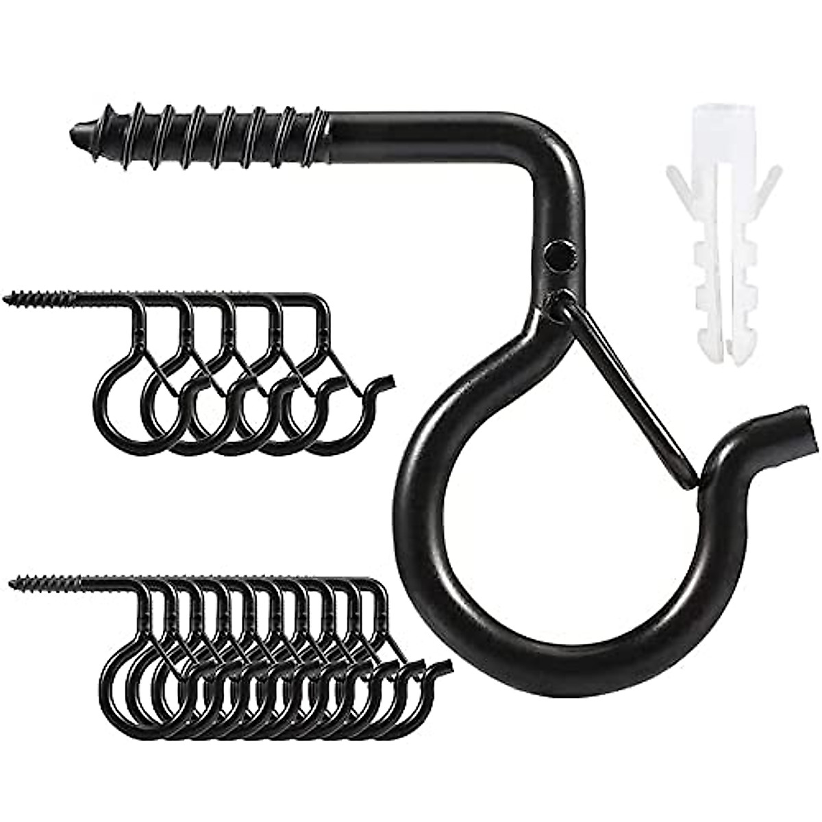 ZK Home 15 Pack Q Hanger Hooks Outdoor Screw Hooks with Safety Buckle Design, Easy Release Outdoor Wire & Christmas Light Hanger