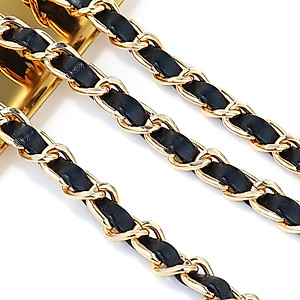 Lamdgbway Purse Chain Strap Braided PU Leather Handbag Shoulder Bag Messenger Bag Replacement Metal Chain Black 120cm/47in