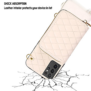 Furiet Detachable Crossbody Strap Wallet Case for Samsung Galaxy S21 Ultra 5G Zipper Purse, Multi Card Slots, PU Leather Stand Shockproof Cell Phone Cover for S21ultra 21S S 21 21ultra G5 Women Beige