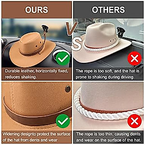 Cowboy Hat Holder for Truck Holder - Keep Your Cowboy Hat Safe While Driving with Our Hat Holder for Truck - The Ultimate Cowboy Hat Rack for Pickup with Strong Suction Cups and Genuine Leather Cord