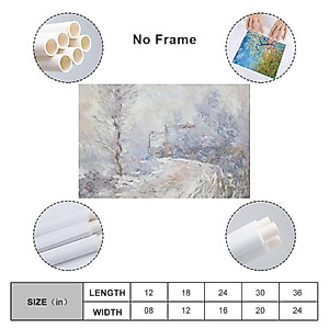 L’entrée De Giverny Sous La Neige Claude Monet Wall Art Abstract Canvas Painting Artwork for Walls Art Print Poster Living Room Decoration Modern Aesthetic Picture 16x24inch(40x60cm)