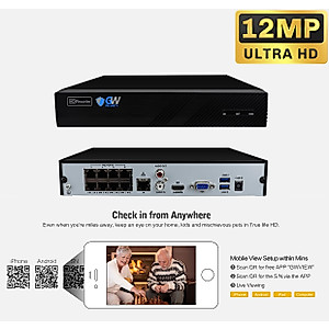 GW Security 8 Channel 4K NVR 5MP H.265 IP Surveillance Security Camera System with 4-Piece Super HD 1920P Weatherproof Video & Audio Microphone PoE Security Dome Cameras