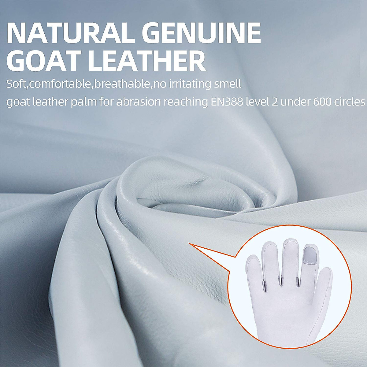 Vgo... 1-Pair Natural Genuine Goatskin Leather Gardening Gloves, Long Cuff Protection, High Dexterity Grip Gloves (Size S, White, GA9658-W)