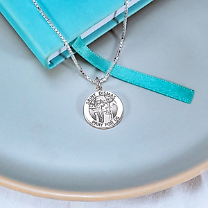 PicturesOnGold.com Saint Dismas Round Religious Medal - 1 Inch Size of a Quarter - Solid 14K Yellow Gold