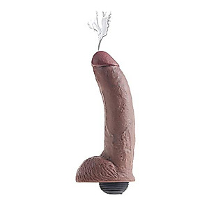 Pipedream King Cock Squirting Cock with Balls, 9", Brown