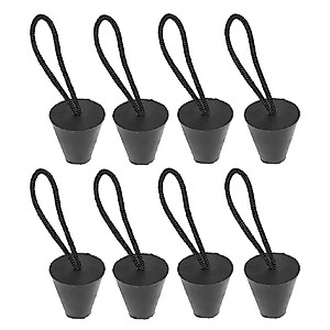 NovelBee 8 Piece of Universal Kayak Scupper Plug with Lanyard Fits 3/4" to 1.5" scuppers or scupper Holes,Color:Black