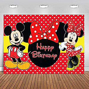 zlhcgd 7x5FT Minnie Mouse Photography Photo Background for Kids Birthday Party Backdrops Decoration