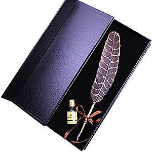 Feather Pens Calligraphy Pen with Ink Set Owl Feather Quill Ink Pen for Writer